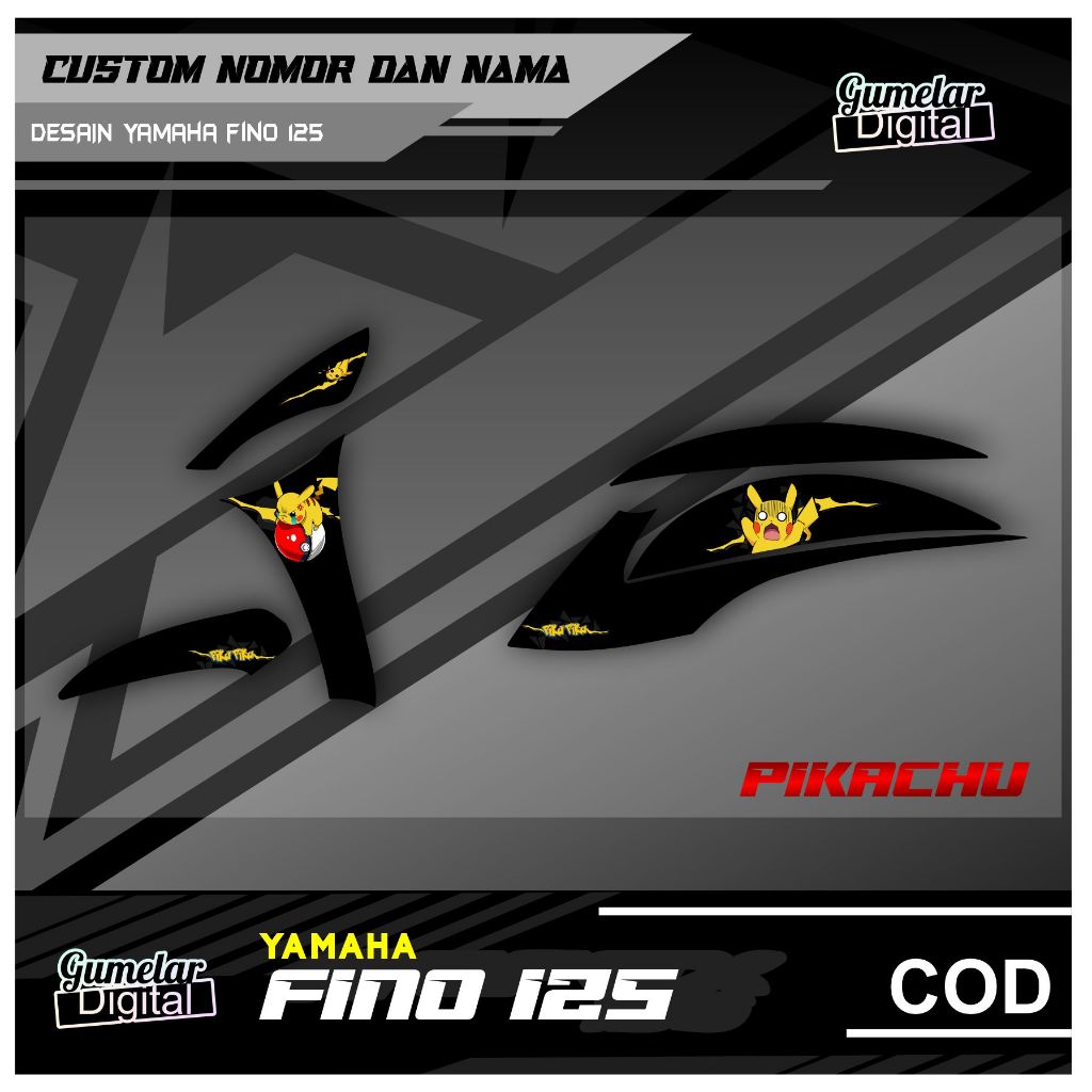 Jual STRIPING SIMPEL YAMAHA FINO 125 PIKACHU POKEMON SUDAH DI CUTTING ...