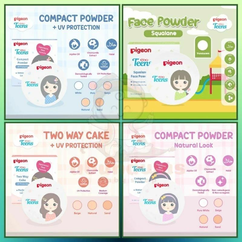 Jual pigeon teens compact powder / Pigeon two way cake / pigeon bedak ...