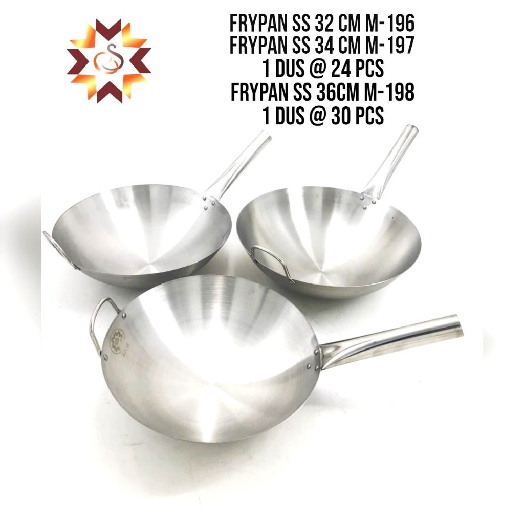 Jual Wajan Goreng Gagang Stainless/ Frypan SS 32CM | Shopee Indonesia