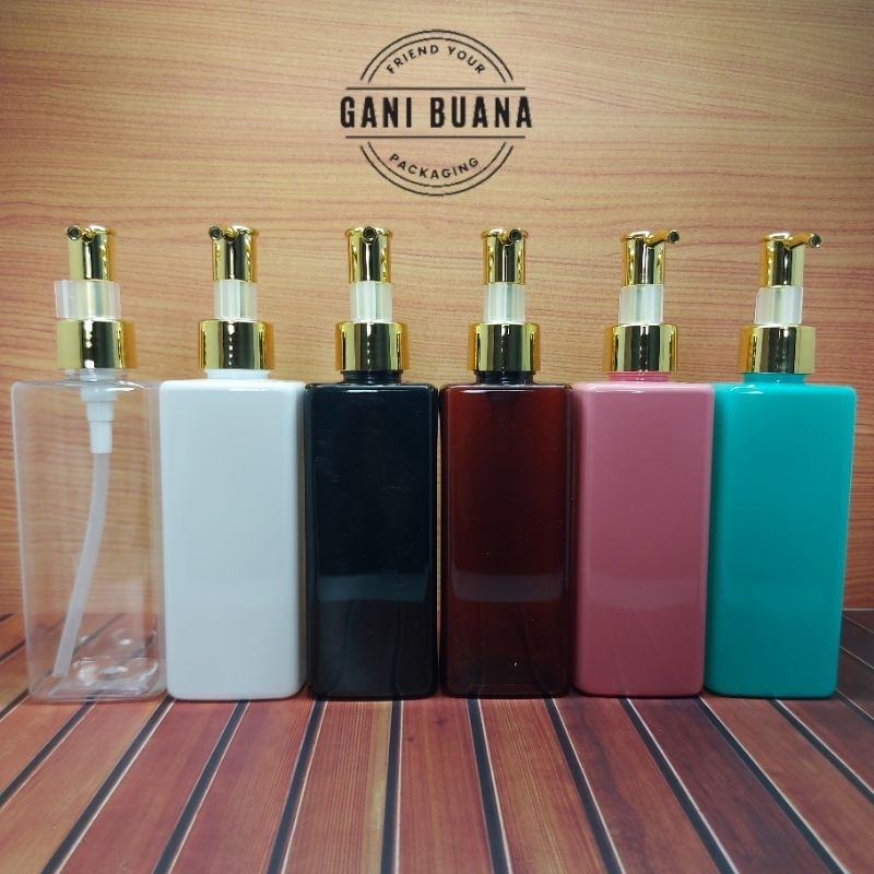 Jual BOTOL PUMP 250ML KOTAK TUTUP PUMP CLIP OIL GOLD/BOTOL PUMP 250ML PET HOLI | Shopee Indonesia