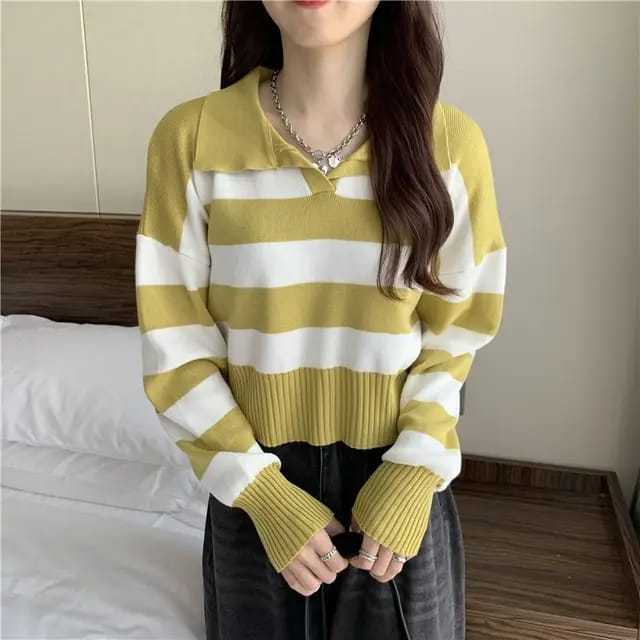 Jual VALENCIA SWEATER RAJUT CROP KOREA TANGAN PANJANG /BAJU RAJUT WANITA POLET | Shopee Indonesia