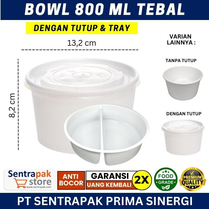 Jual Paper Bowl 800ml Tebal - Dengan Tutup dan Tray - Mangkok Kertas ...
