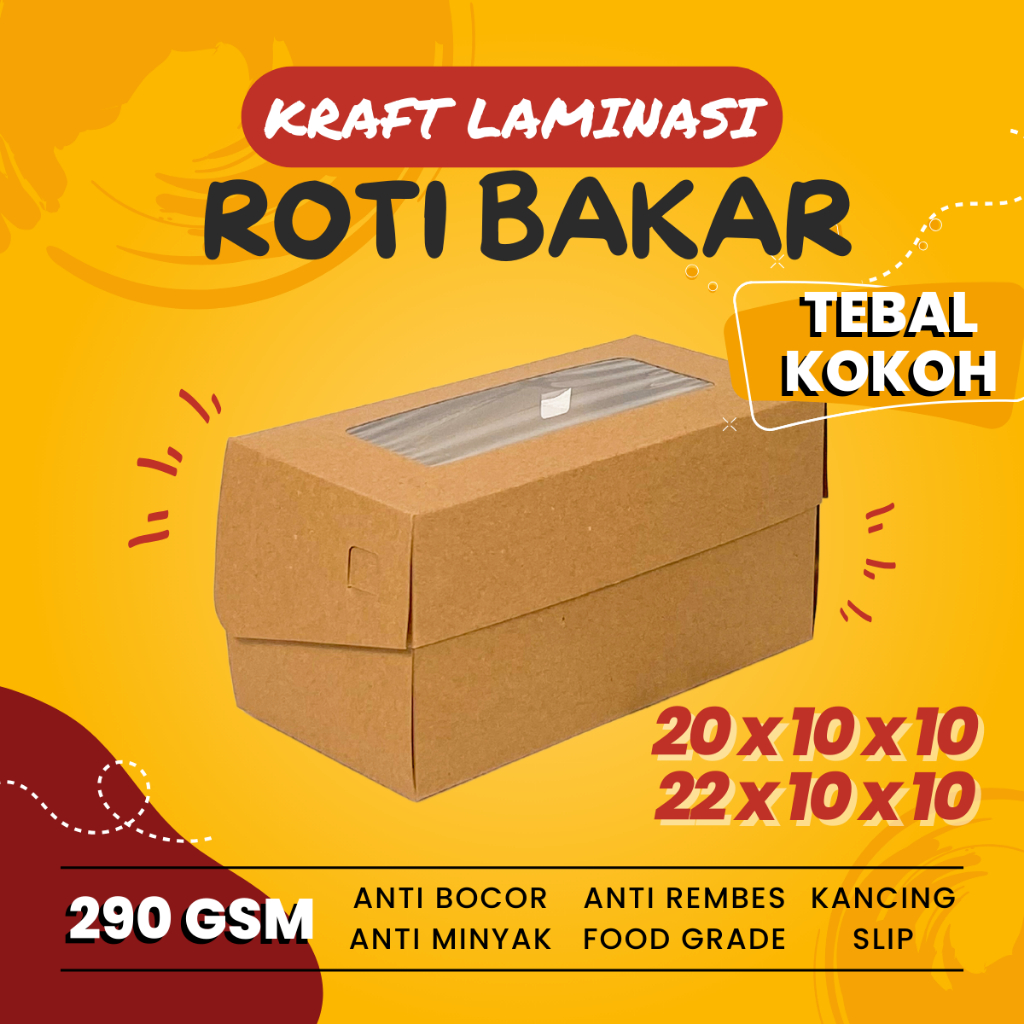 Jual Dus Roti Bakar Kotak Donat Bomboloni Roti Snack Box 20x10x10 ...
