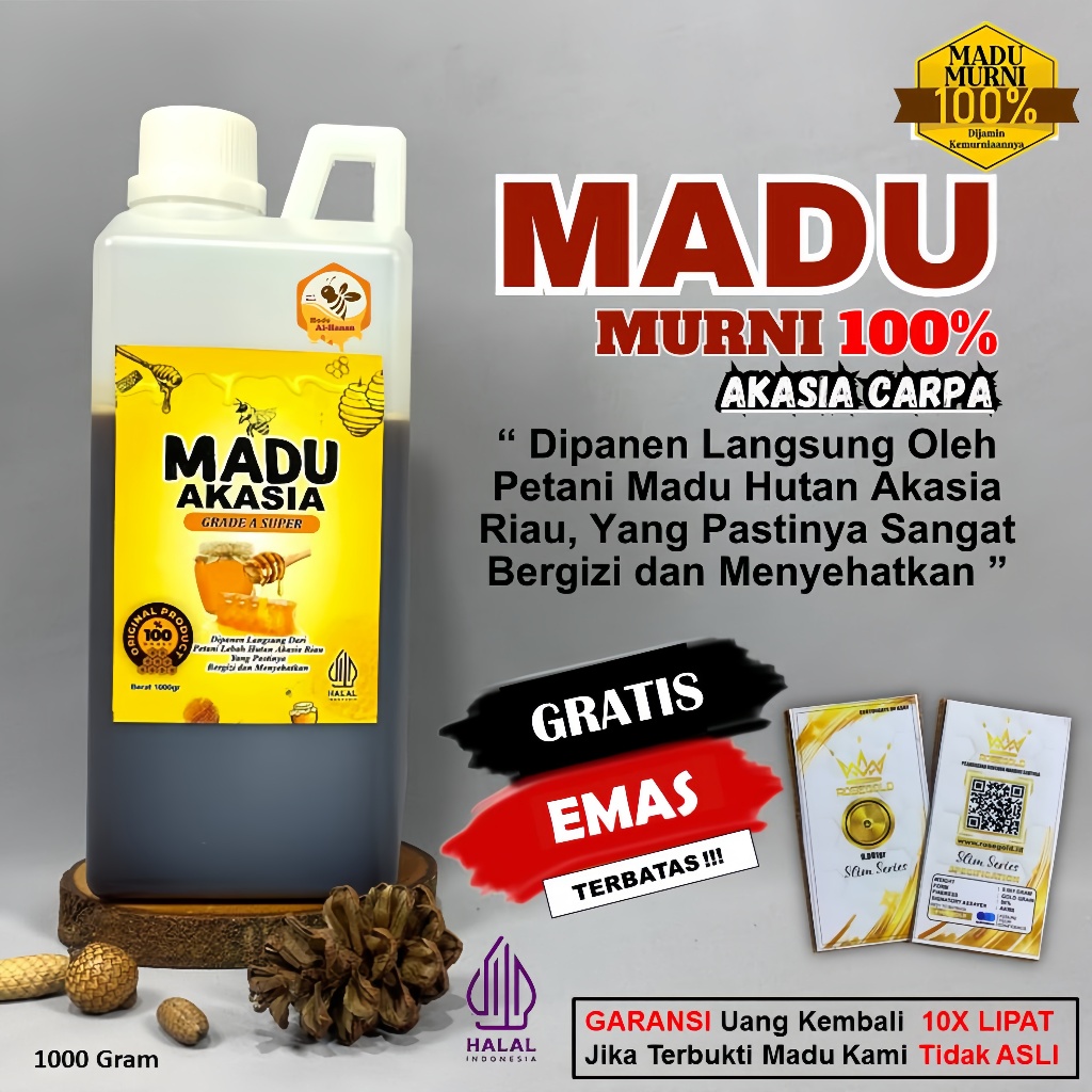 Jual Madu Asli 100% Tanpa Campuran Murni Nektar Hutan Akasia Riau 1Kg ...