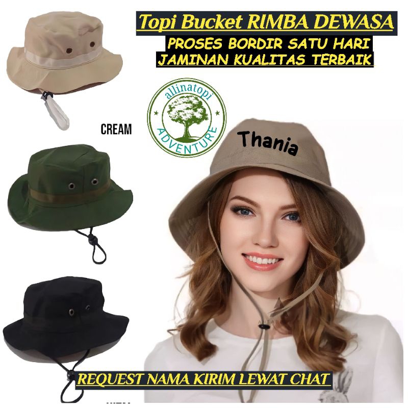 Jual Topi Bucket Rimba Dewasa Free Bordir Nama Topi Gunung Request Nama ...