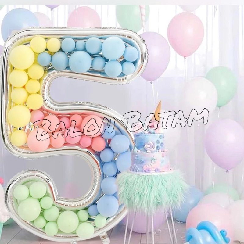 Jual DIY Balon angka JUMBO 157cm free balon 5inch dan lem balon ...