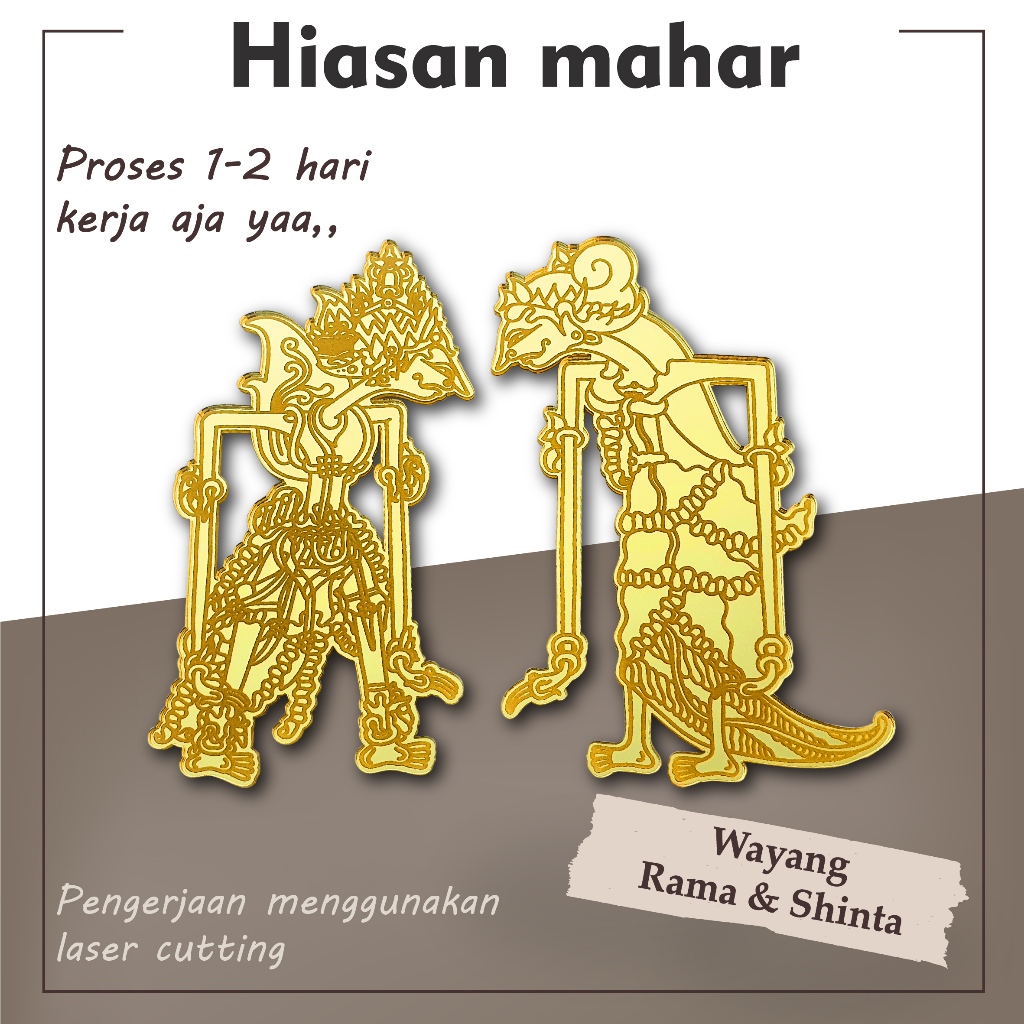 Jual Sepasang Wayang Rama & Shinta Akrilik Mirror Gold | Hiasan Mahar Akrilik | Shopee Indonesia