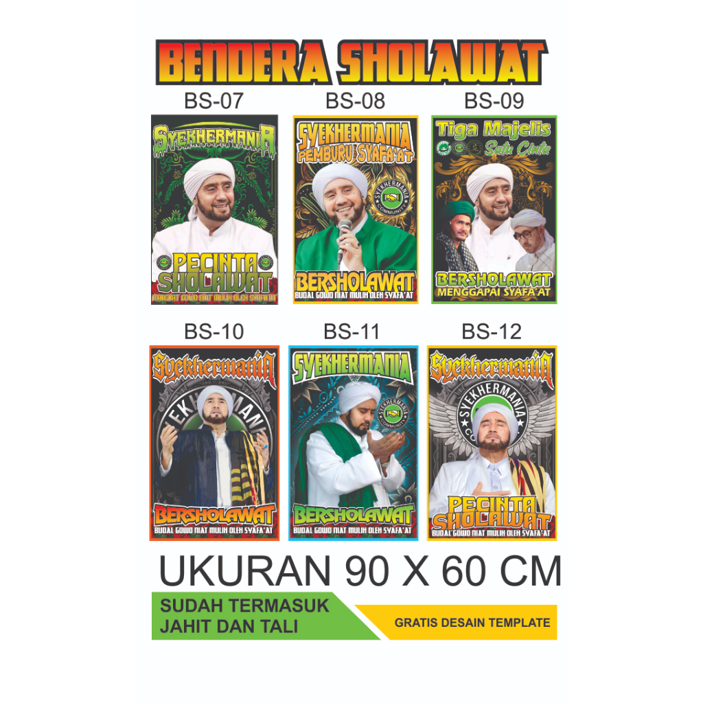 Jual Bendera sholawat l Ukuran 60x90 l Syekhermania l Mini flag ...