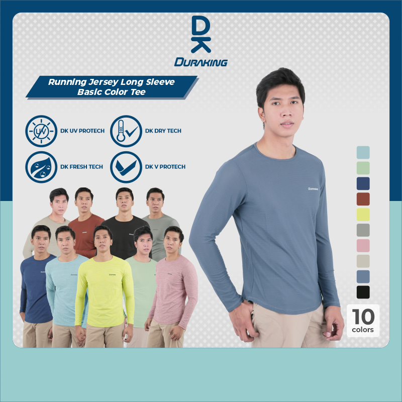 Jual Duraking Running Jersey Long Sleeve (Man) Basic Color Tee New ...