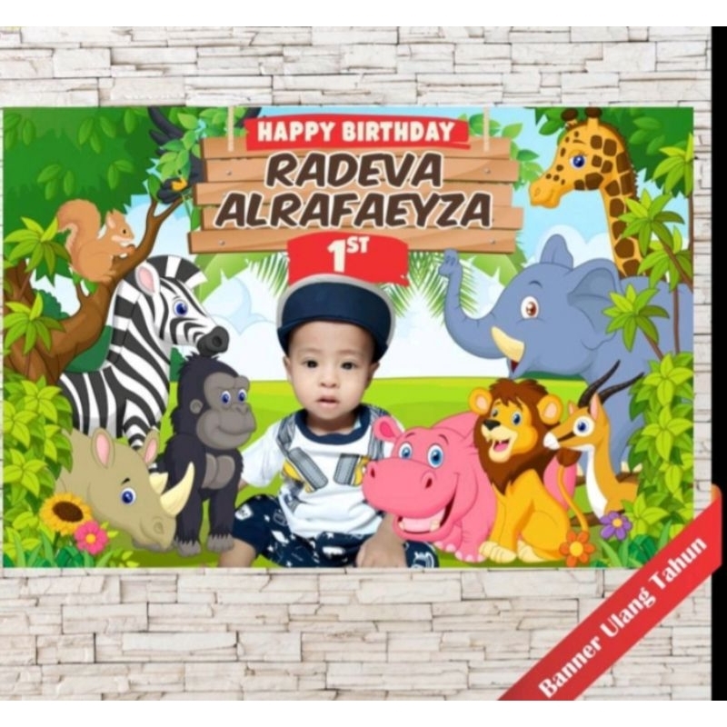 Jual Spanduk / Benner / Background Ulang Tahun Custome Tema Zoo ...