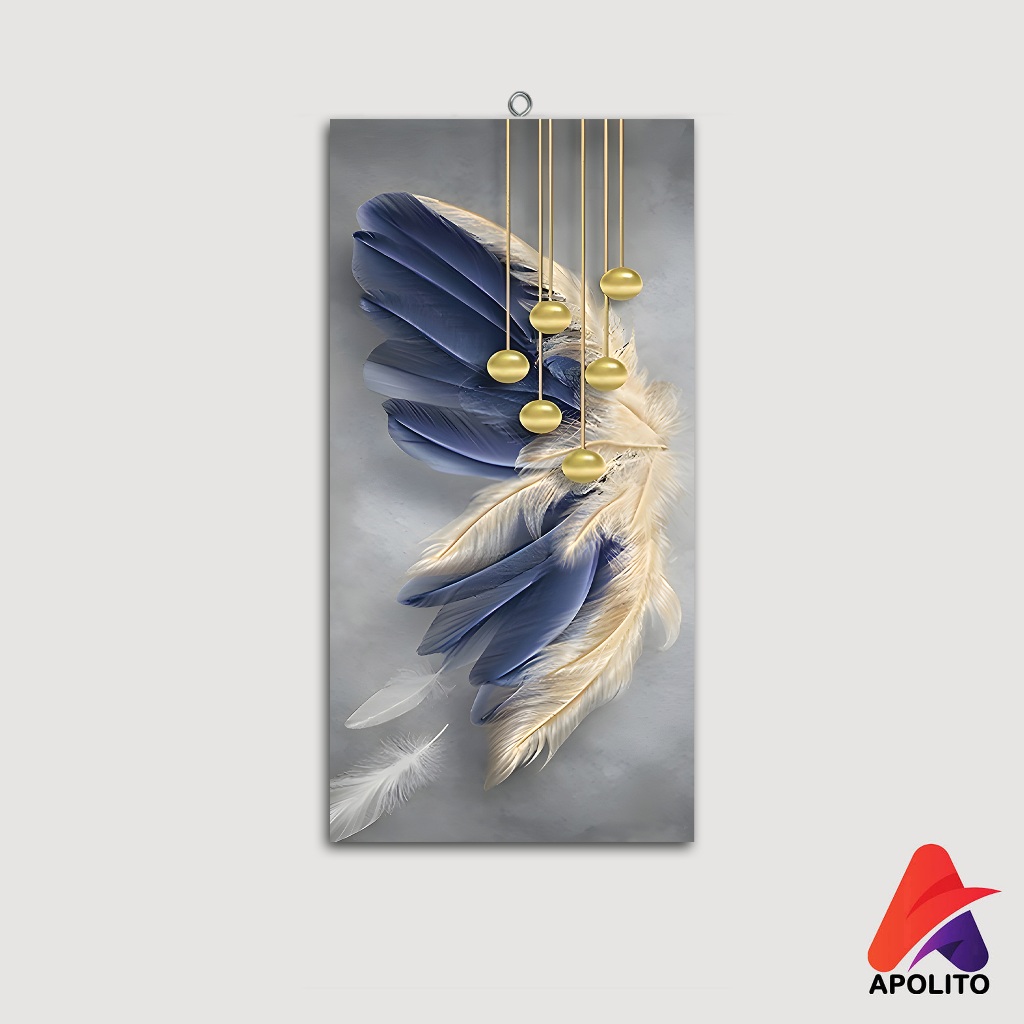 Jual HIASAN DINDING BUNGA BULU ART FEATHER BLUE AND GOLD (15X30 CM ...