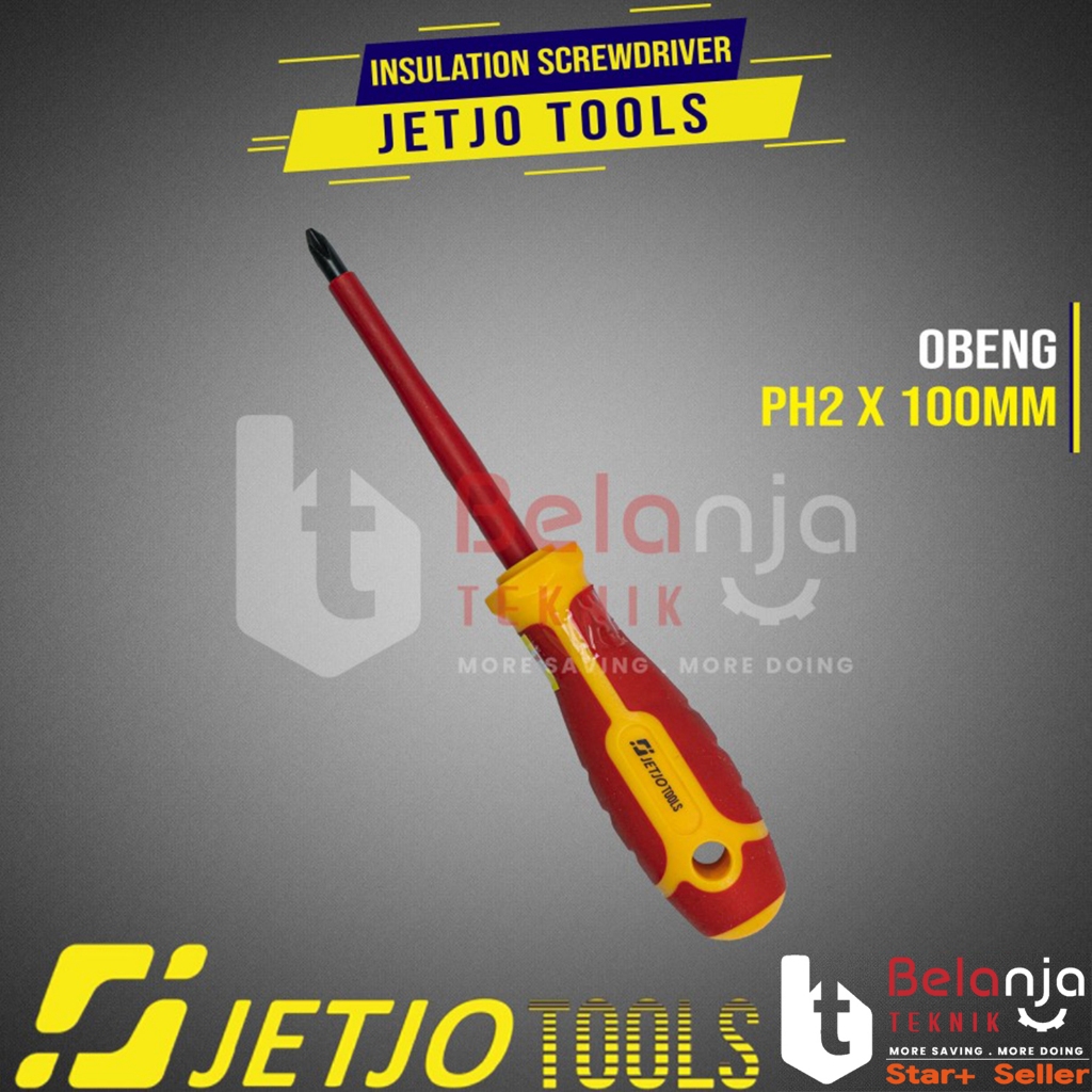 Jual JETJO TOOLS Insulation Screwdriver PH2 X 100mm (6) Obeng Listrik ...
