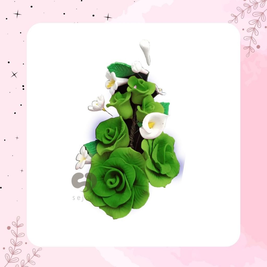 Jual Hiasan Kue / Cake Topper Bunga / Gumpaste Bunga Mawar Rangkai 6/ GPU 92 | Shopee Indonesia