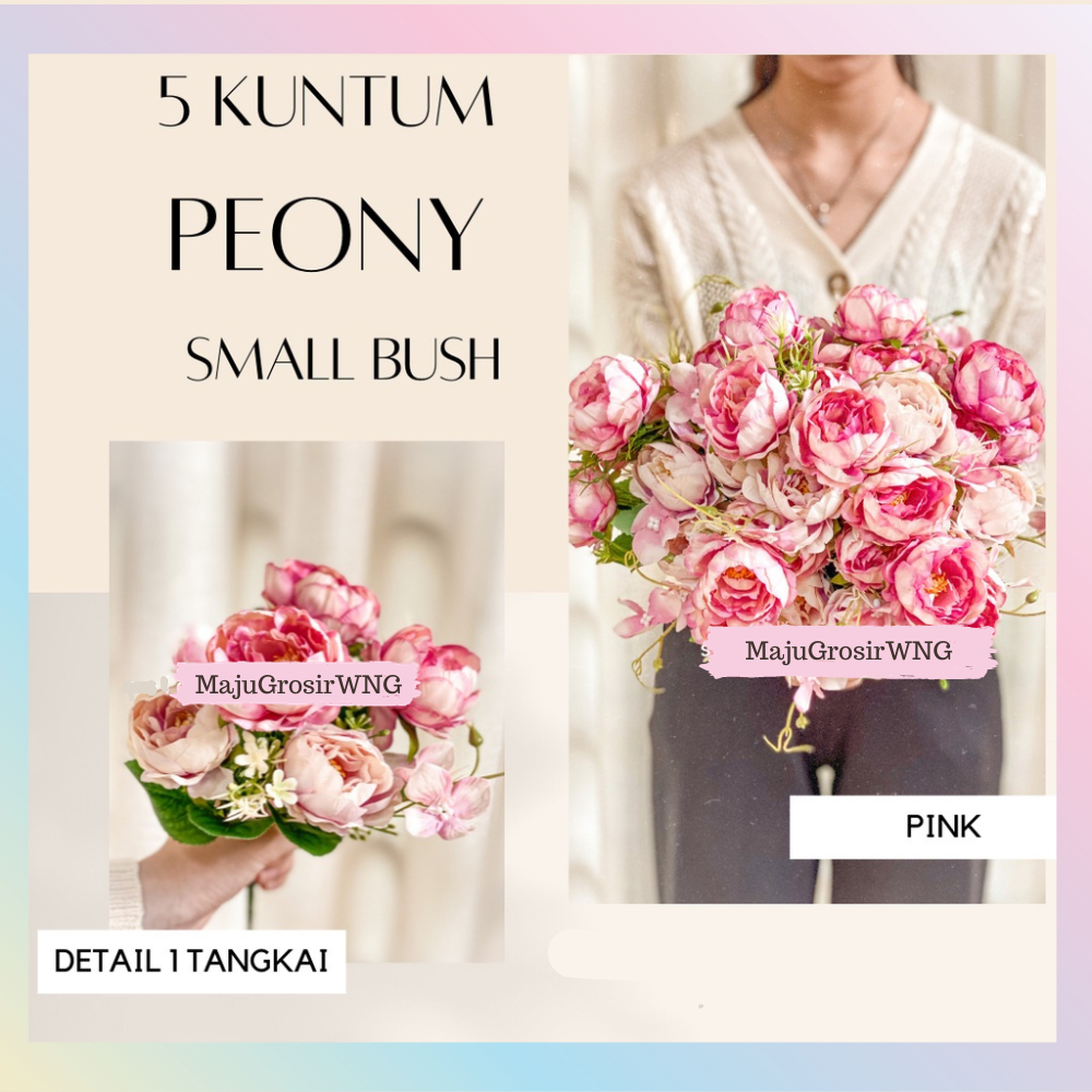 Jual BUNGA PEONY SMALL 5 KUNTUM AESTHETIC BUKET BUSH BUNGA MAWAR ...