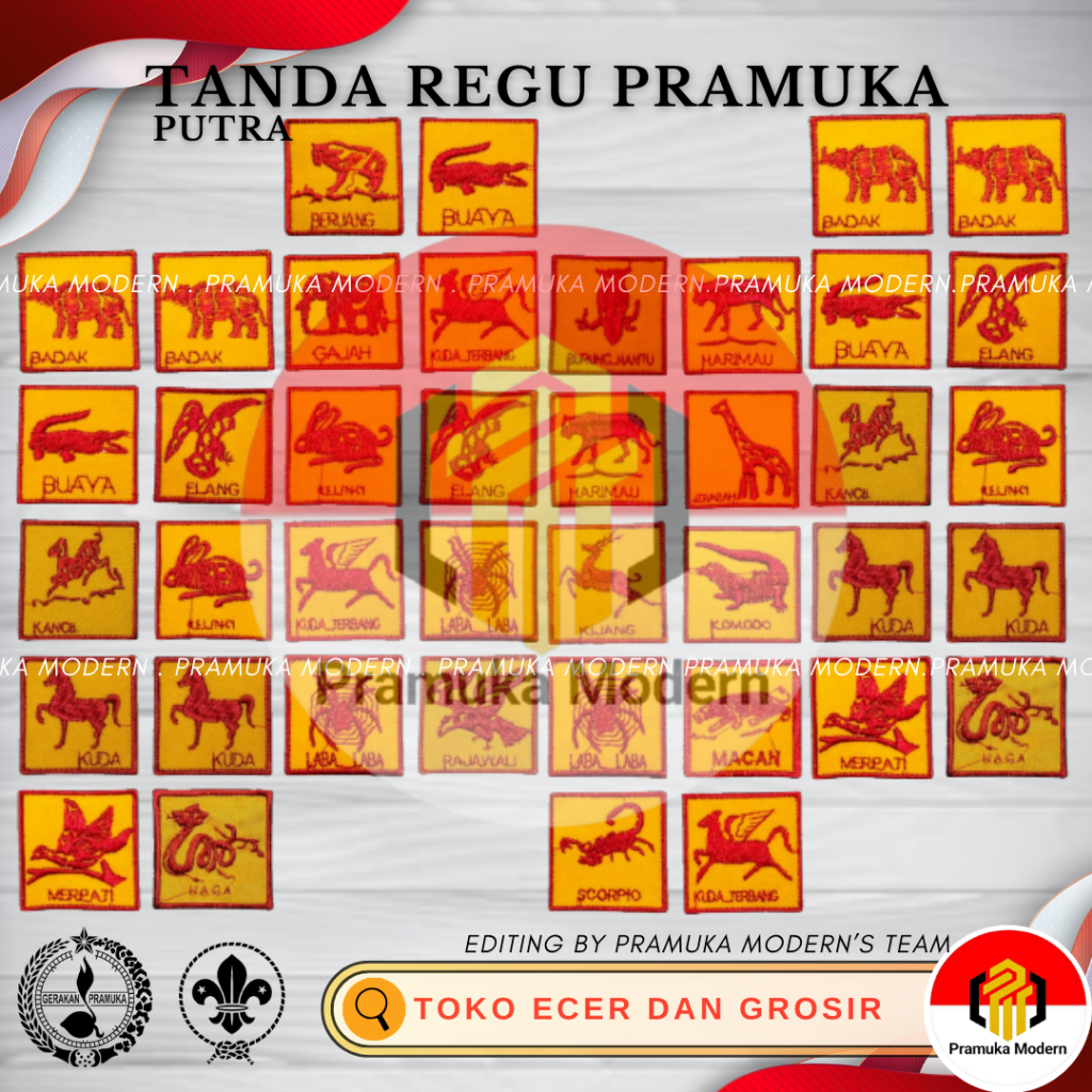 Jual Tanda regu pramuka putra lengkap 34 variasi regu hewan | tanda ...