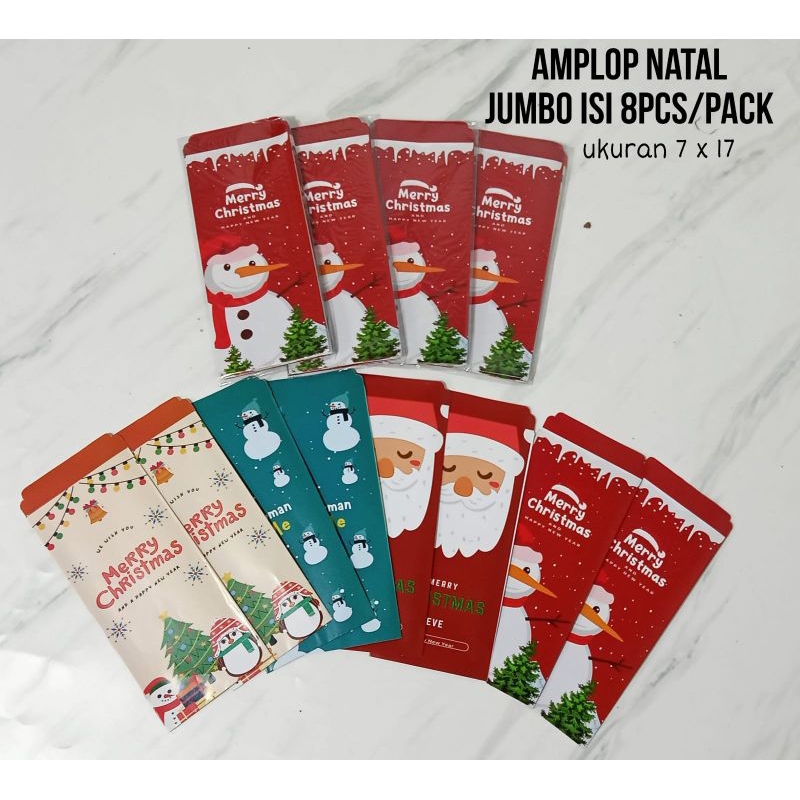 Jual Amplop Natal JUMBO/Merry Christmas Mix Motif 1pak 8pcs/10pcs ...