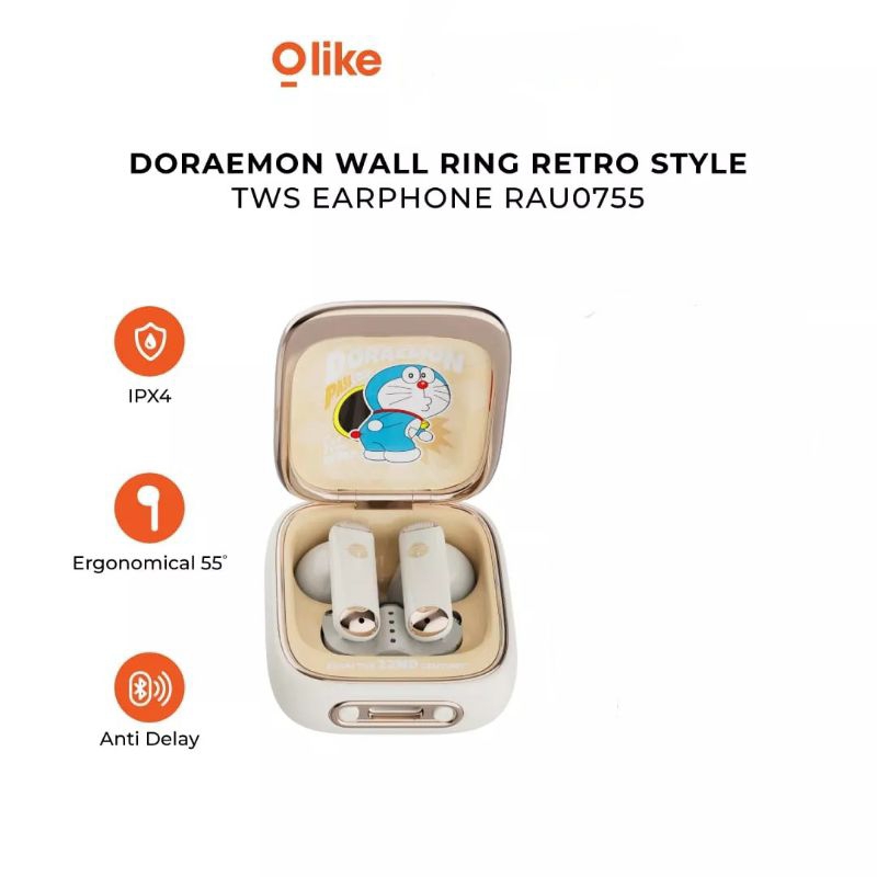 Jual Olike Doraemon Wall Ring Retro Style TWS Earphone Bluetooth ...