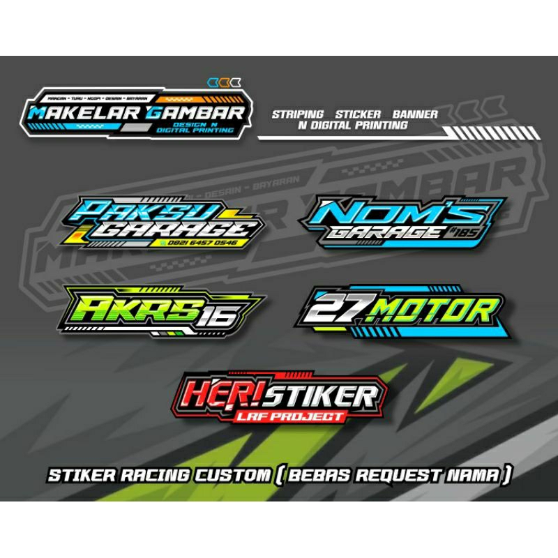 Jual STIKER RACING, STIKER NAMA CUSTOM, STIKER BENGKEL CUSTOM | Shopee ...