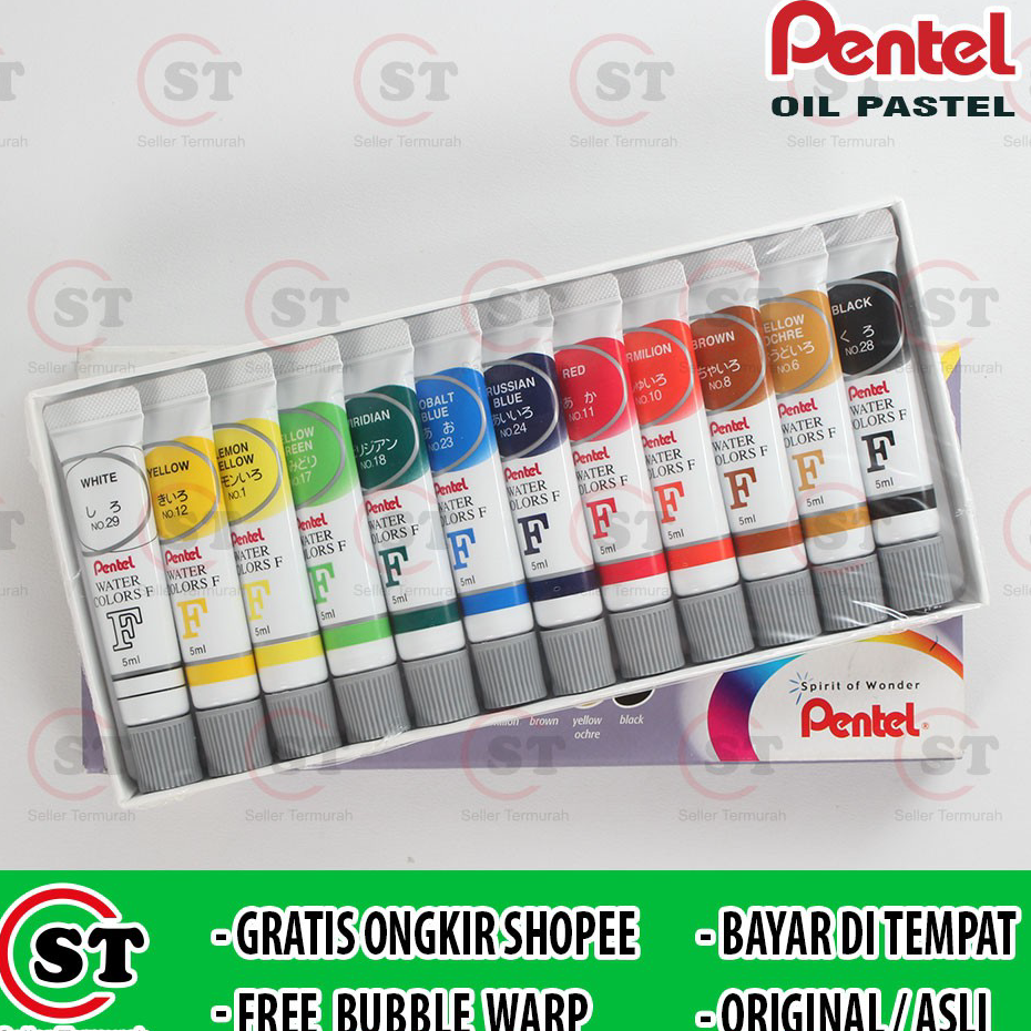 Jual Super Promo Cat Air Pentel 12 Warna / Pentel Water Color WFRS 12 ...