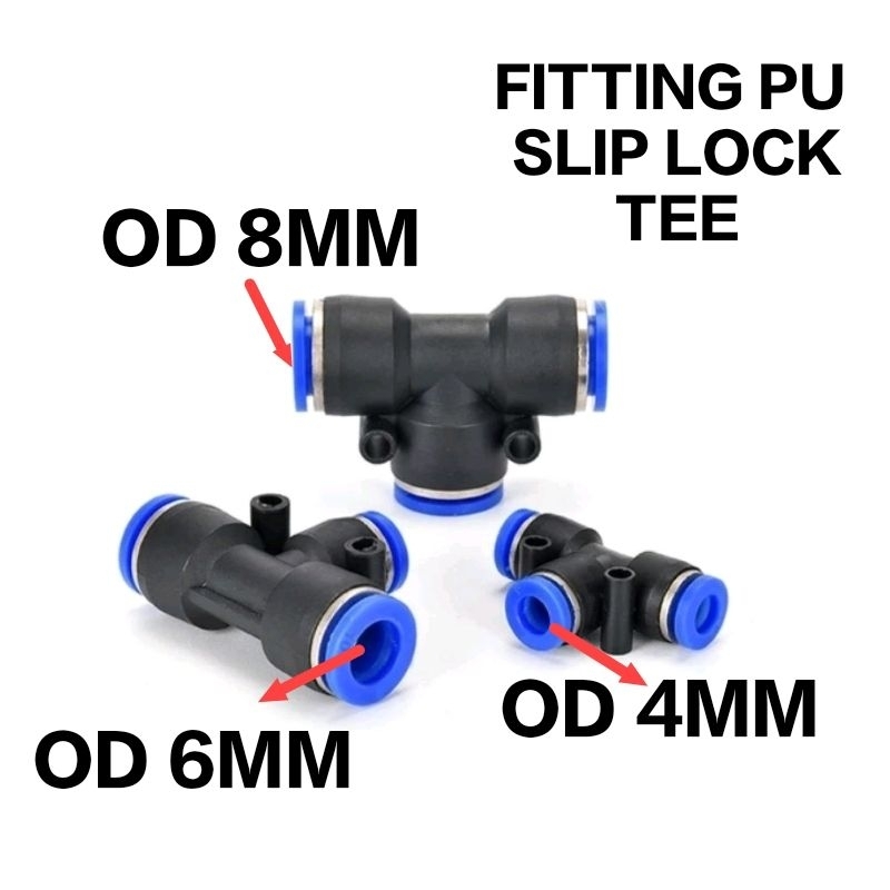 Jual Tee Fitting Sambungan Selang Pneumatic Slip Lock Selang ke Selang ...