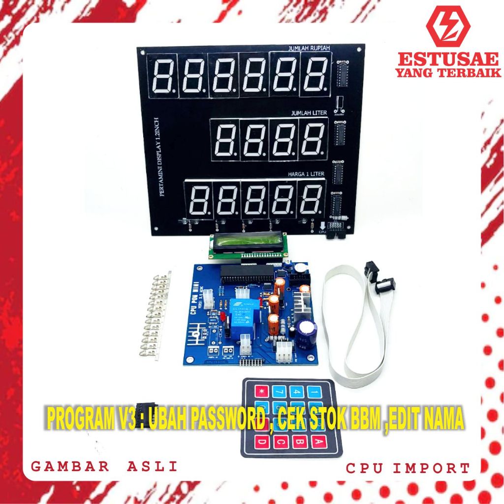 Jual PAKET CPU DC V3 IMPOR DISPLAY 7SEGMEN MERAH LCD1602 KEYPAD MEMBRAN POM MINI PERTAMINI ...
