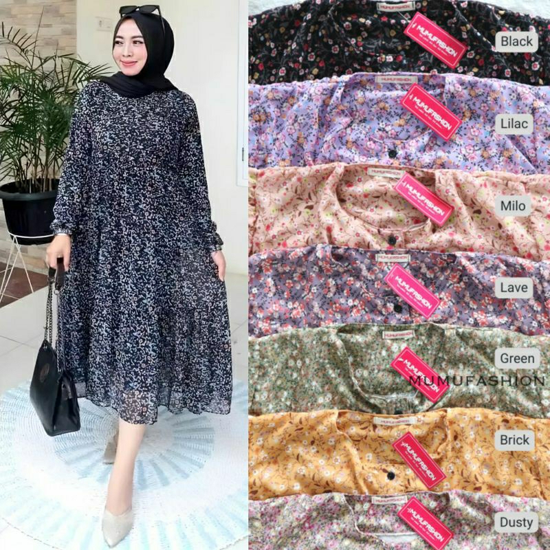 Jual MUFASH - PRIYANKA Tunik Atasan Ceruty Premium Motif Bunga By Mumu Fashion / GLASYA TUNIK ...