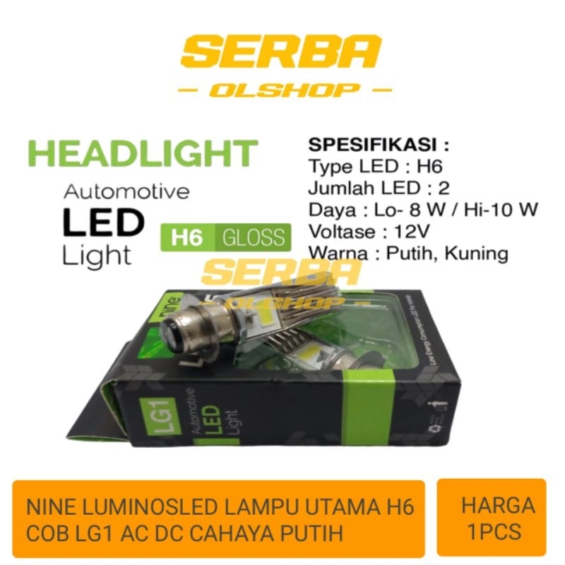 Jual NINE LUMINOSLED LAMPU UTAMA LED MOTOR H6 COB LG1 HI LOW AC DC PUTIH ORIGINAL SUPER TERANG ...