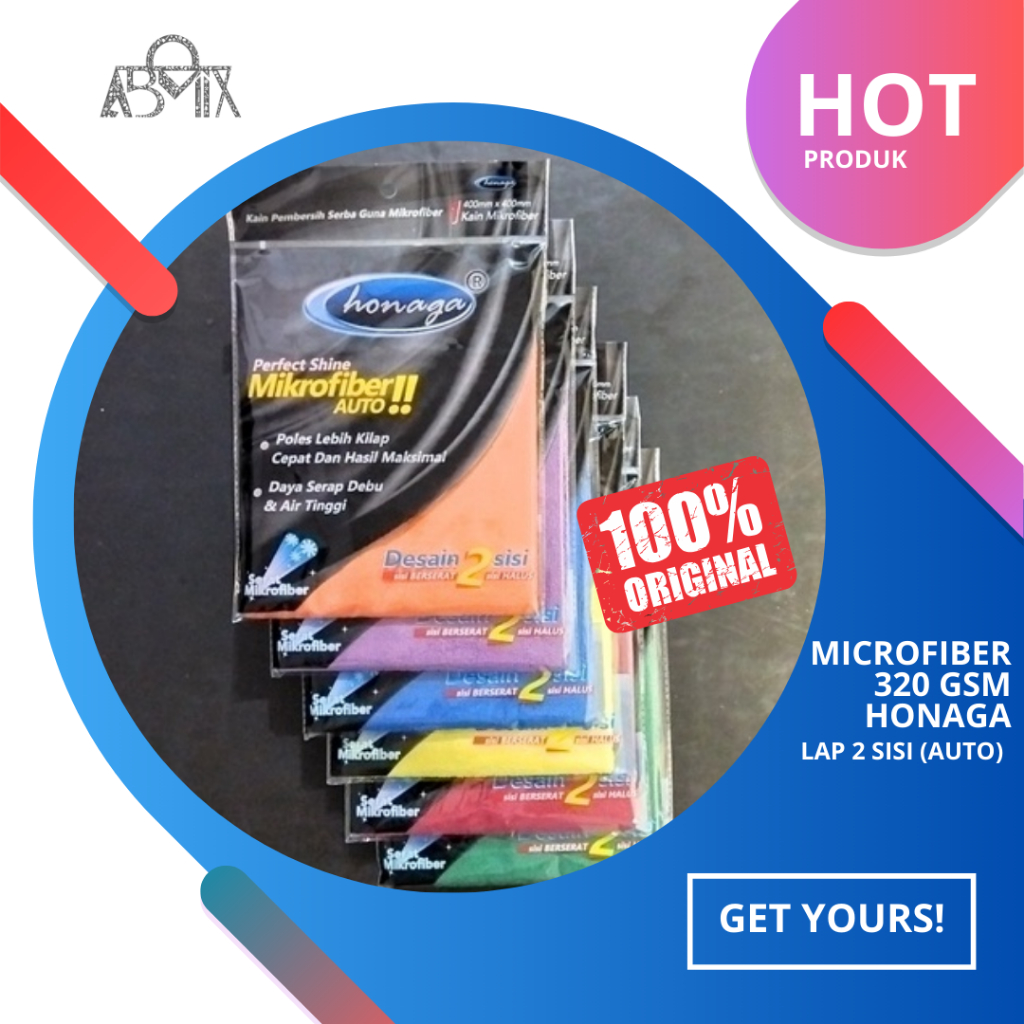 Jual Lap Honaga Microfiber Auto 40x40 320gsm, Lap microfiber 2 sisi ...