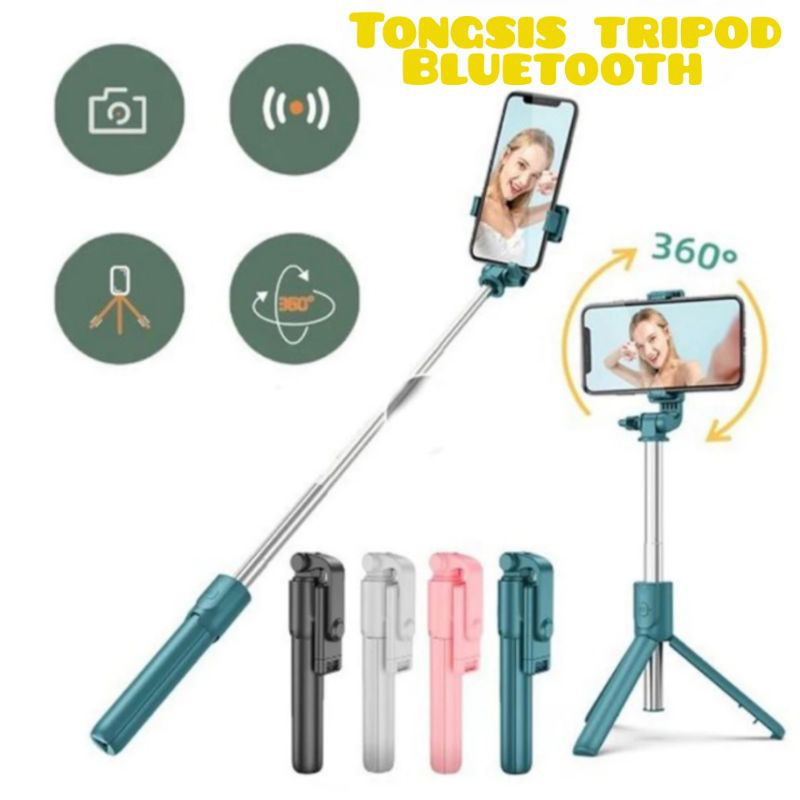 Jual Tripod Bluetooth Remote R1 3in1/Tongsis Tripod Macaron R1 3in1 ...