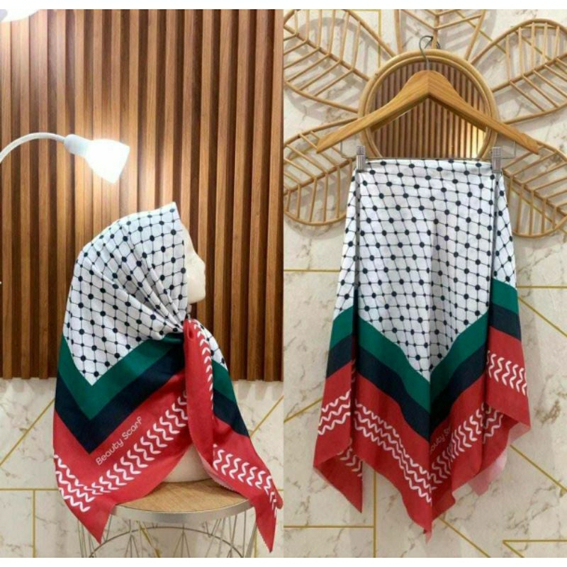 Jual Hijab Segi Empat Motif Palestina / Jilbab Palestina Lasercut ...