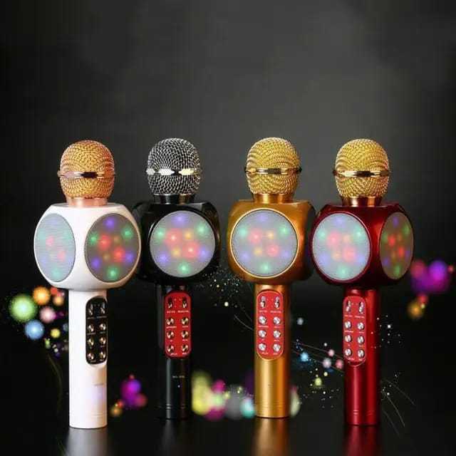 Jual Mic Wireless Bluetooth WS-1816 Karaoke LED RGB Microphone | Shopee Indonesia