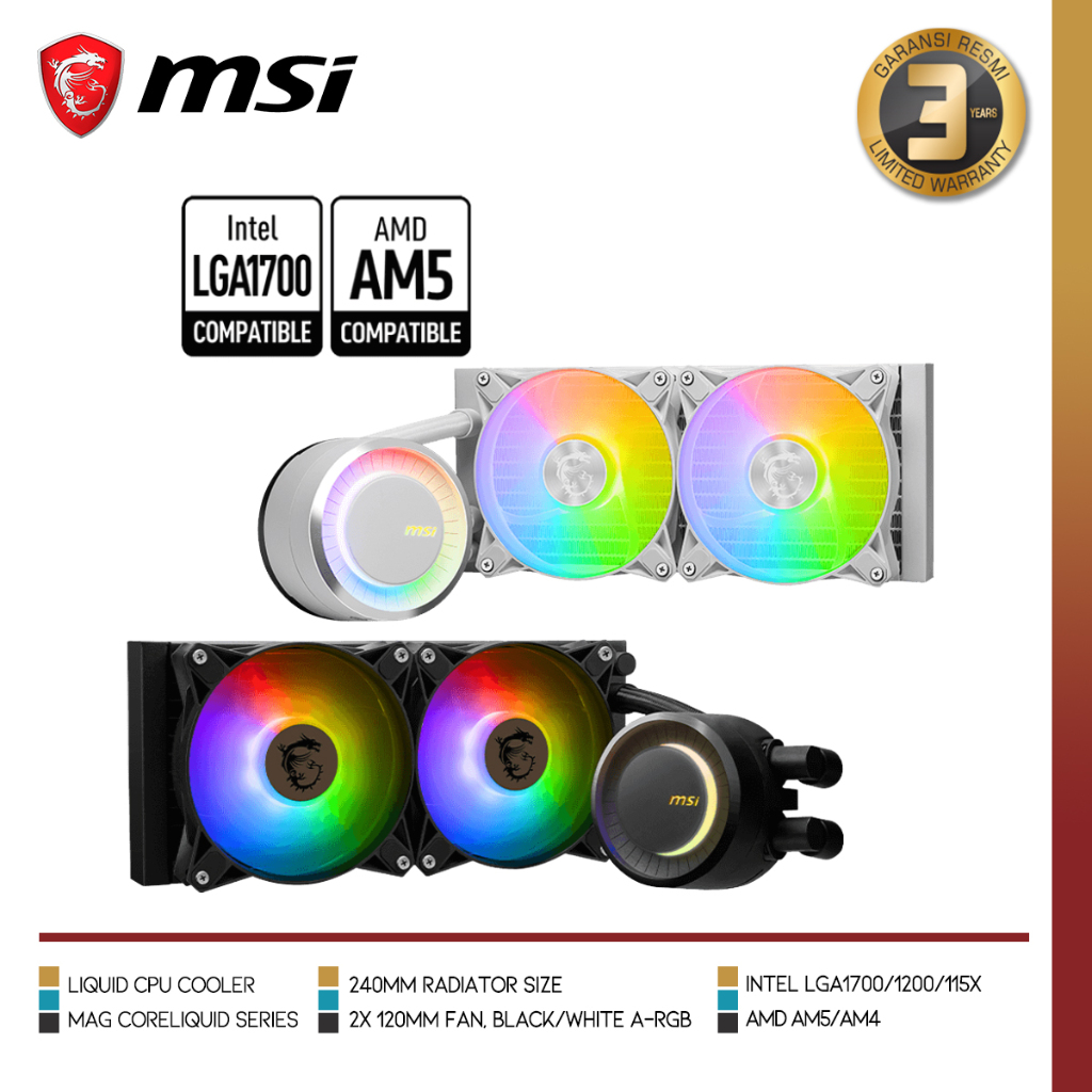 Jual MSI MAG CORELIQUID E240 | Liquid CPU Cooler 240 mm | Shopee Indonesia