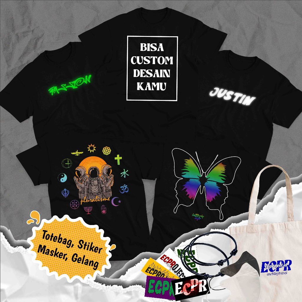 Jual KAOS REGULER CUSTOM GAMBAR DAN TULISAN NAMA SABLON REFLECTIVE ...