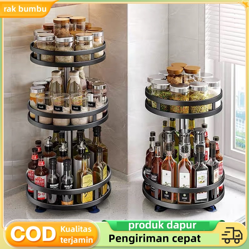 Jual Rak Bumbu Putar Berputar 360 Dapur Bumbu Anti-Karat Rak Rak Bumbu ...