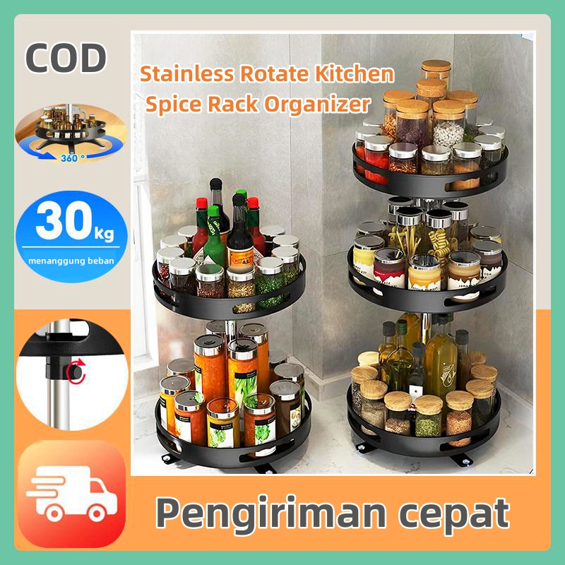 Jual 360°Rak Putar Rak Bumbu Rak dapur Tingkat Penyimpanan Serbaguna ...