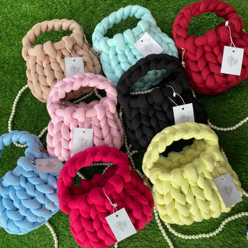 Jual chunky bag / korean bag /candy yarn /chunky yarn bag /tas rajut ...