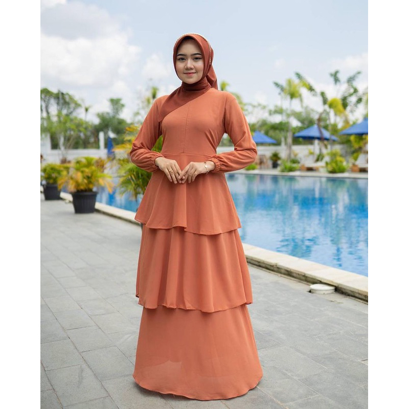 Jual Melody layer gamis malaysia ceruty babydoll premium | Shopee Indonesia