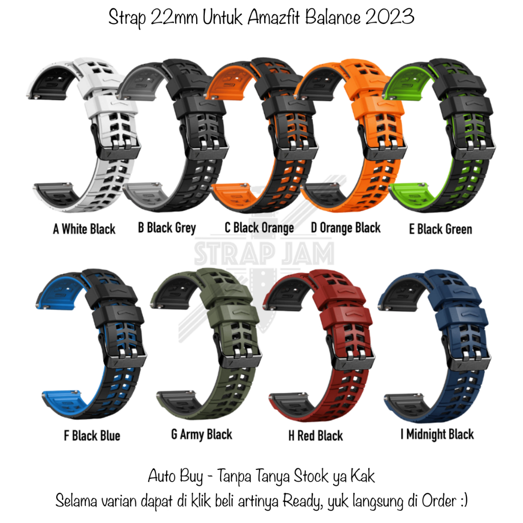 Jual S1W 22mm Strap Amazfit Balance - Tali Jam Tangan Smartwatch Rubber ...