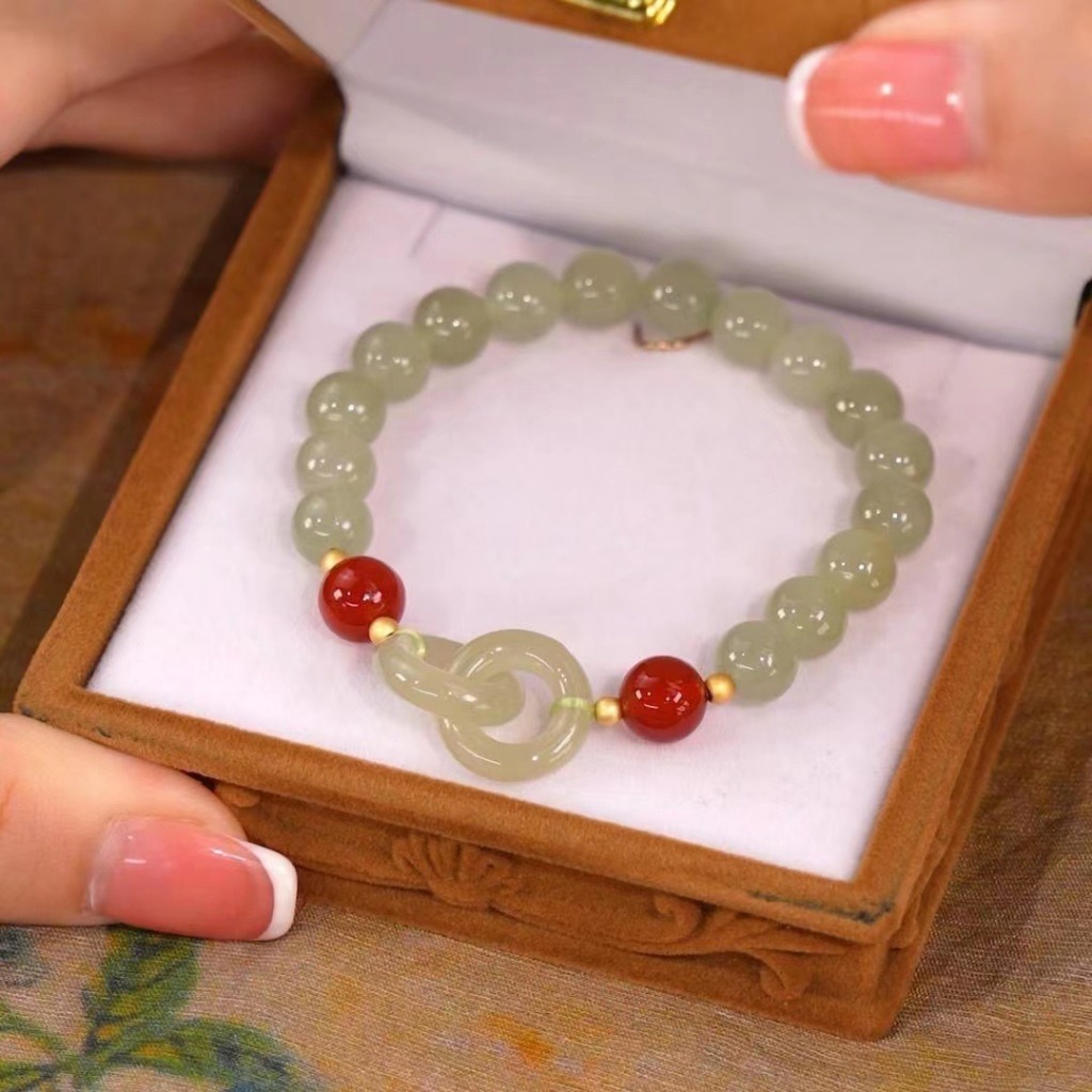 Jual Alona Gelang Giok Green Red Bracelet Batu Stone Manik-Manik ...