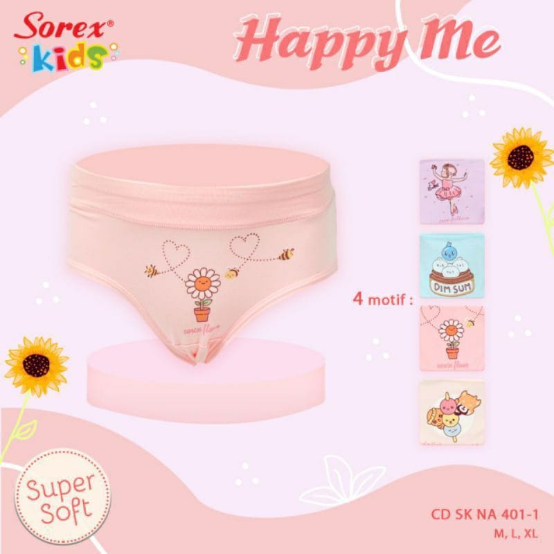 Jual Isi 3 Cd Sorex Kids NA 401 Super Soft Girl Celana Dalam Anak Sorex Perempuan Lembut ...