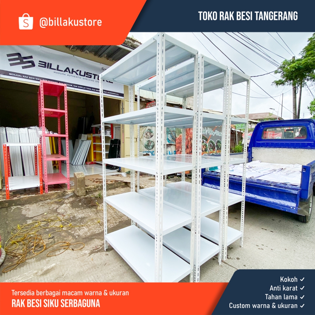 Jual Rak gudang besi siku lubang serbaguna 5 susun 100x40x200cm ...