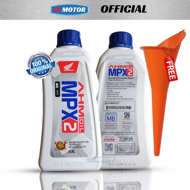 Jual MPX2 MATIC + CORONG OLI ORIGINAL ( oli mesi motor honda MATIC) Oli HONDA AHM OIL MPX2 0.8L ...