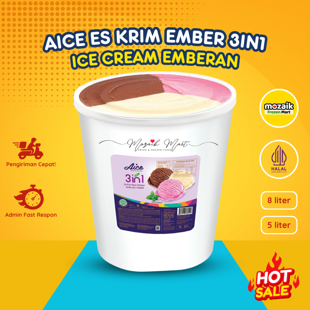Jual Aice Es Krim Ember 3in1 5 Liter & 8 liter - Ice Cream Emberan Family Bucket | Shopee Indonesia