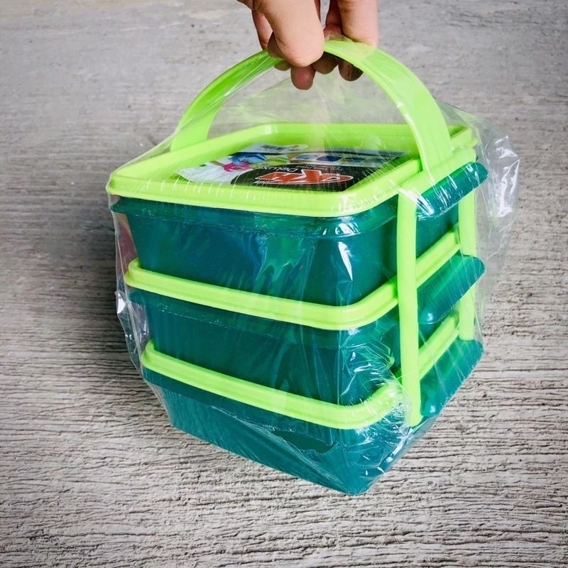 Jual RANTANG PLASTIK 3 SUSUN RANGANG SEGI EMPAT | Shopee Indonesia