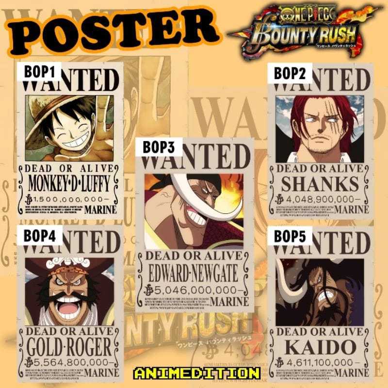 Jual Poster Bounty One Piece Monkey D. Luffy Roronoa Zoro Nami Usopp ...