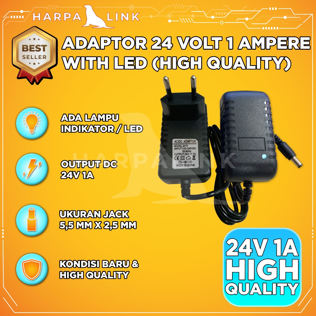 Jual Adaptor 24V 1A LED Power Supply 24V 1A Adapter 24v 1a EU Plug Jack ...