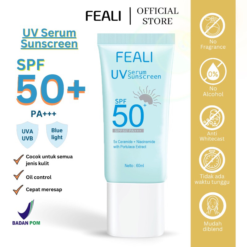 Jual FEALI Serum Sunscreen SPF 50 + PA+++ Skincare Sunblock 60ml Untuk ...