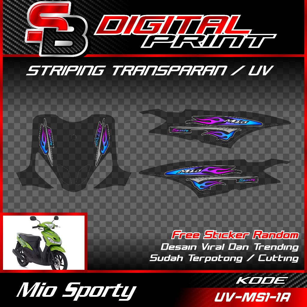 Jual striping transparan mio sporty motif api | Shopee Indonesia