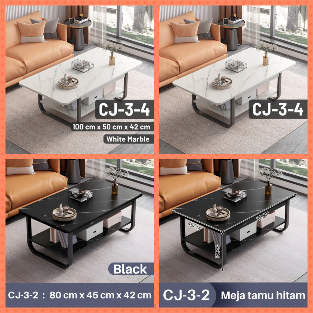 Jual Meja Ruang Tamu 2 Tingkat Meja Motif Marmer Meja Minimalis Elegan ...
