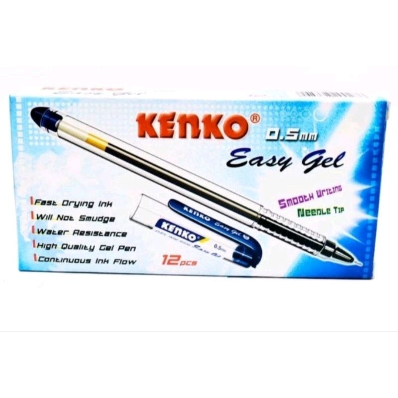 Jual Pulpen Gel Bolpen Pena Kenko EASY GELL 0,5mm Hitam / Biru (1pak = 12 pc | Shopee Indonesia